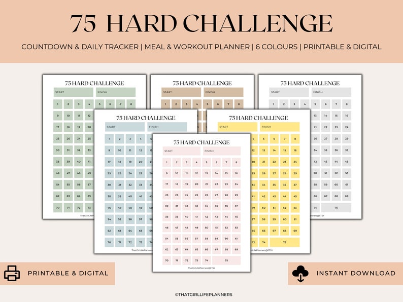 75 Hard Challenge 75 Hard Challenge Tracker Bundle Habit Tracker 75 ...