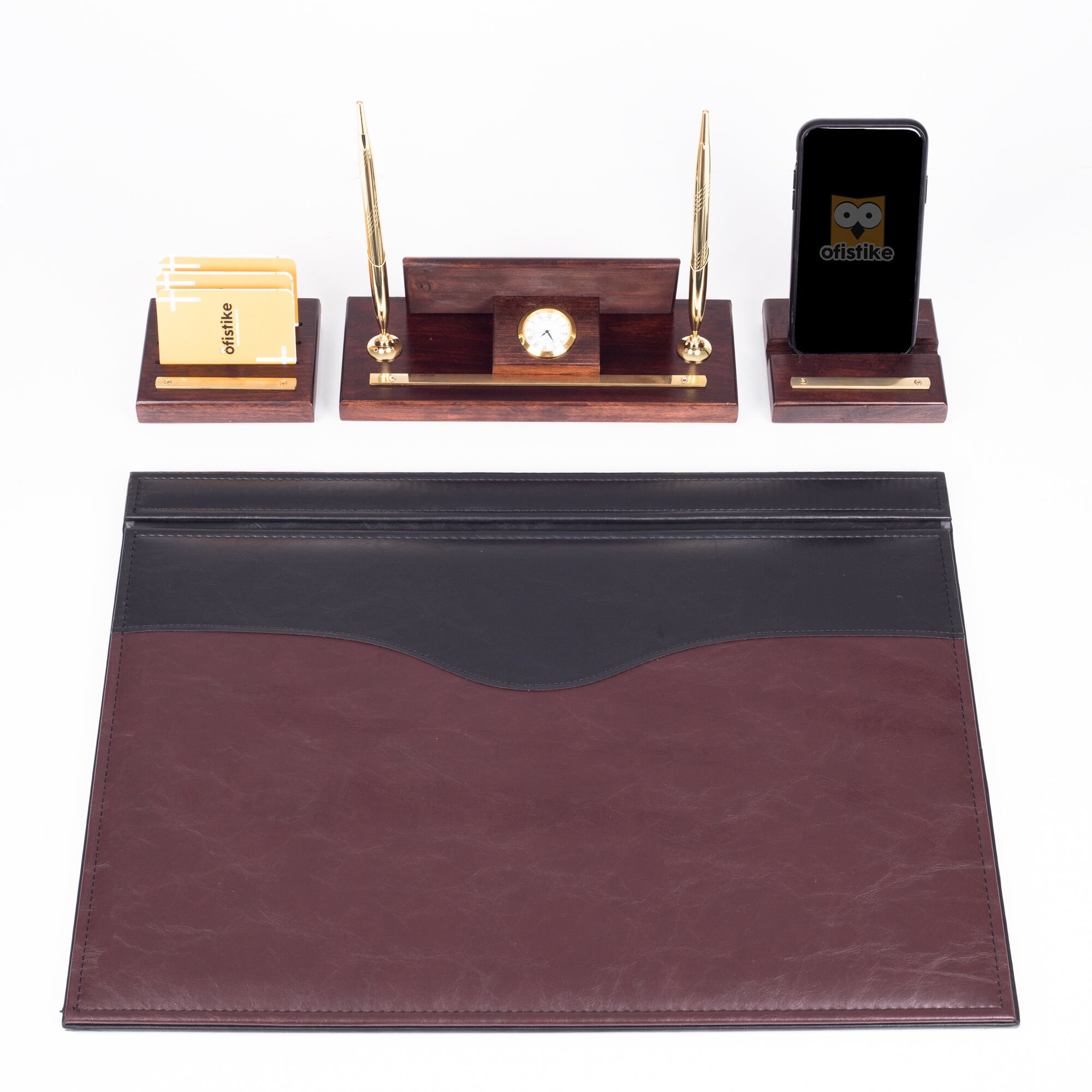 Office Desk Pad and Wood Desk Name Plate Set, Hand Made Solid Name Sign ...