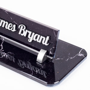 Marble Patterned Office Desk Name Plate Personalized Made of Crystal ...