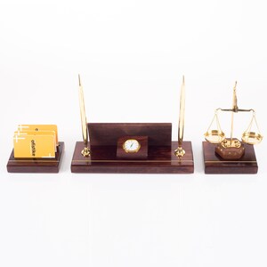 Handmade Mahogany Desk Name Plate Set: Scales of Justice, Lawyer Gift ...