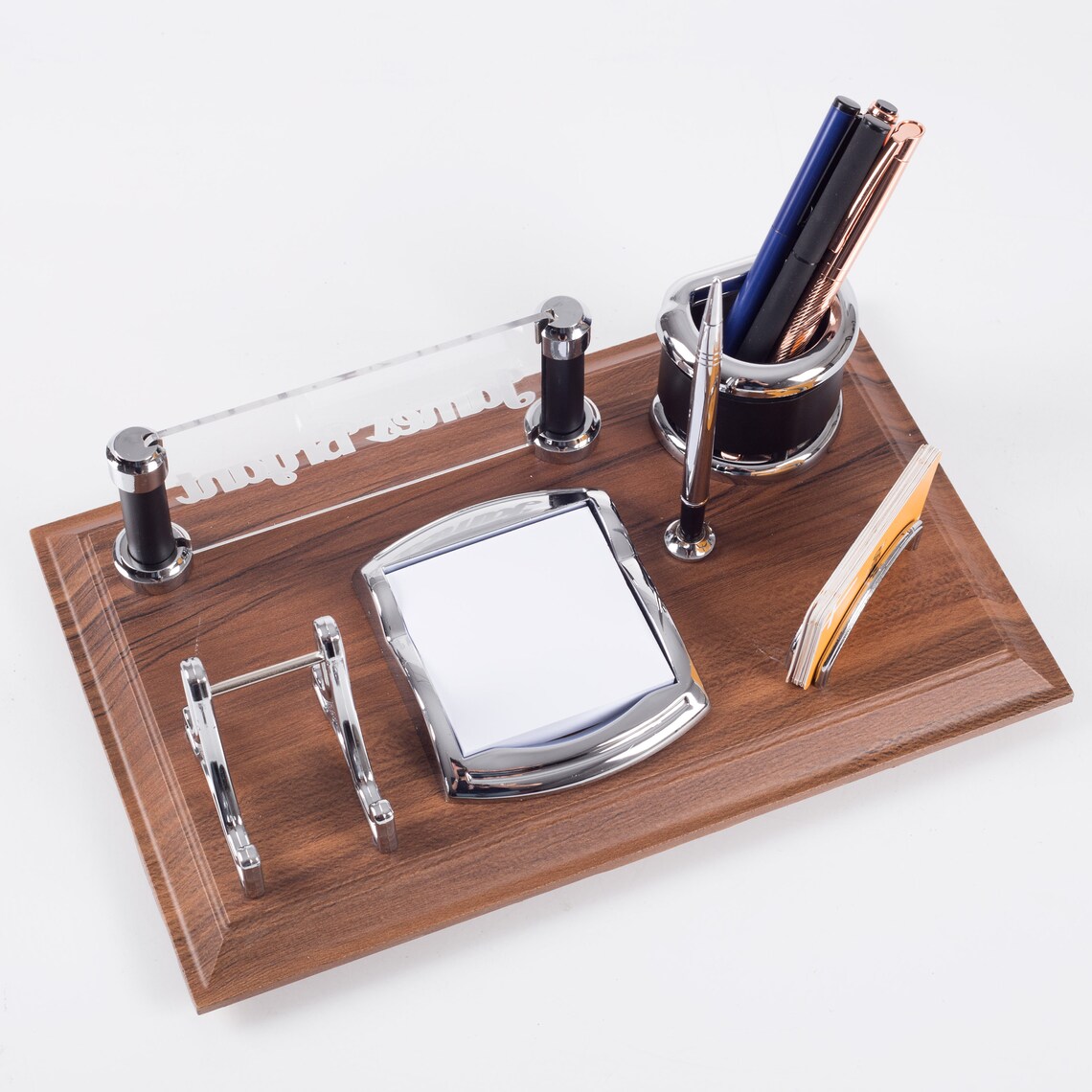 Wood Desk Organizer and Name Sign Desk Name Plate With Phone - Etsy