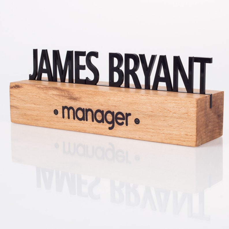 Engraved Solid Wood Desk Name Plate: New Office Gift - Etsy