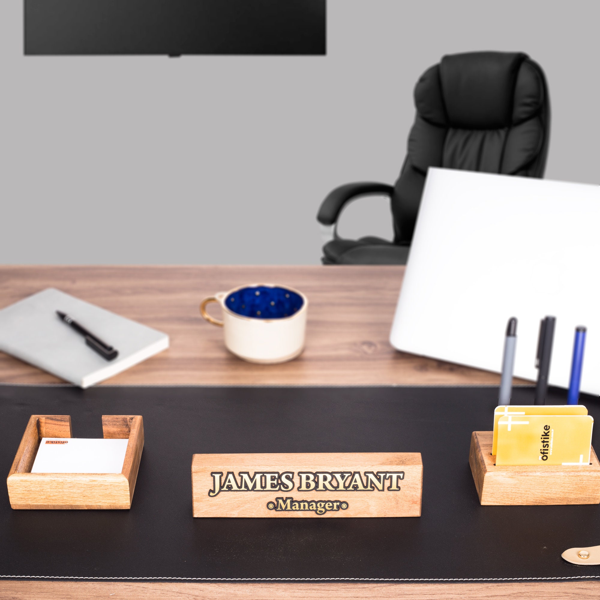 Personalized Wood Desk Name Plate Set, Hand Made Solid Name Sign ...