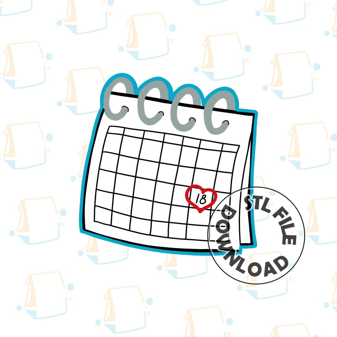 Calendar - Digital STL File Download for Cookie Cutter / Fondant Cutter ...