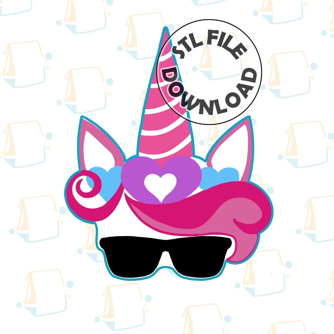 Cool Unicorn - Digital STL File Download for Cookie Cutter / Fondant ...