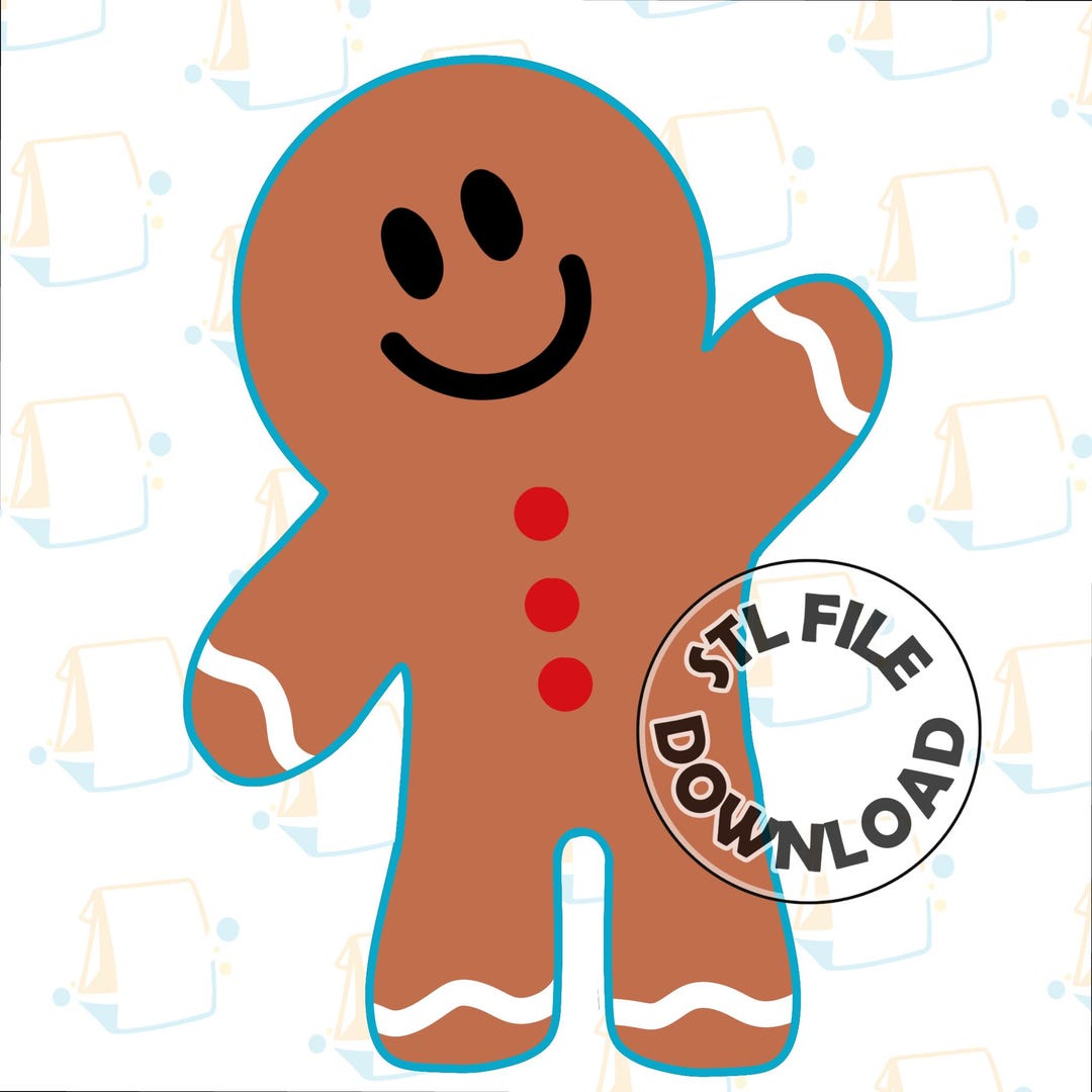 Waving Gingerbread Man - Digital STL File Download for Cookie Cutter ...
