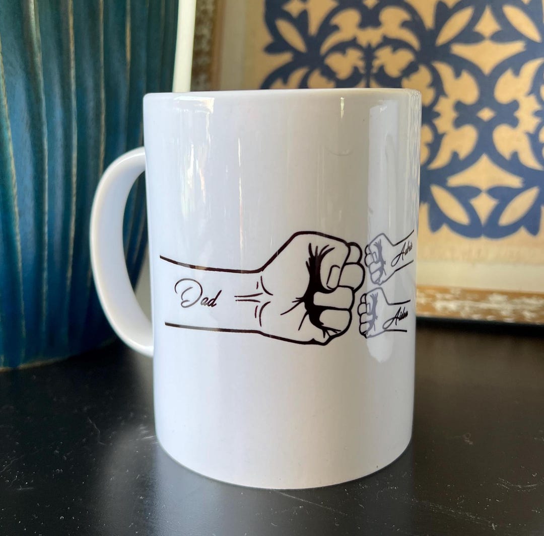 Father's Day, Dad and Children Custom Mug Fist Bump With Names - Etsy