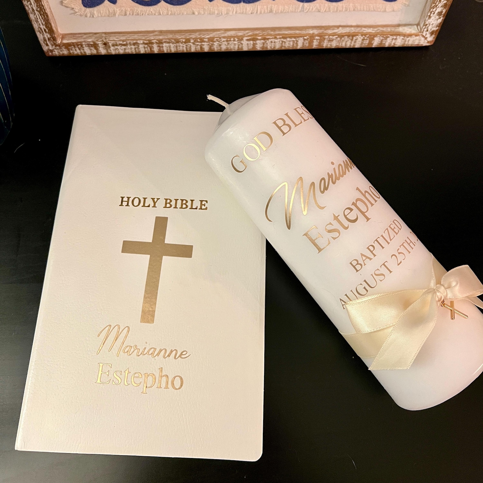 Baptism or First Communion Kit W/ Candle and Bible, First Communion ...