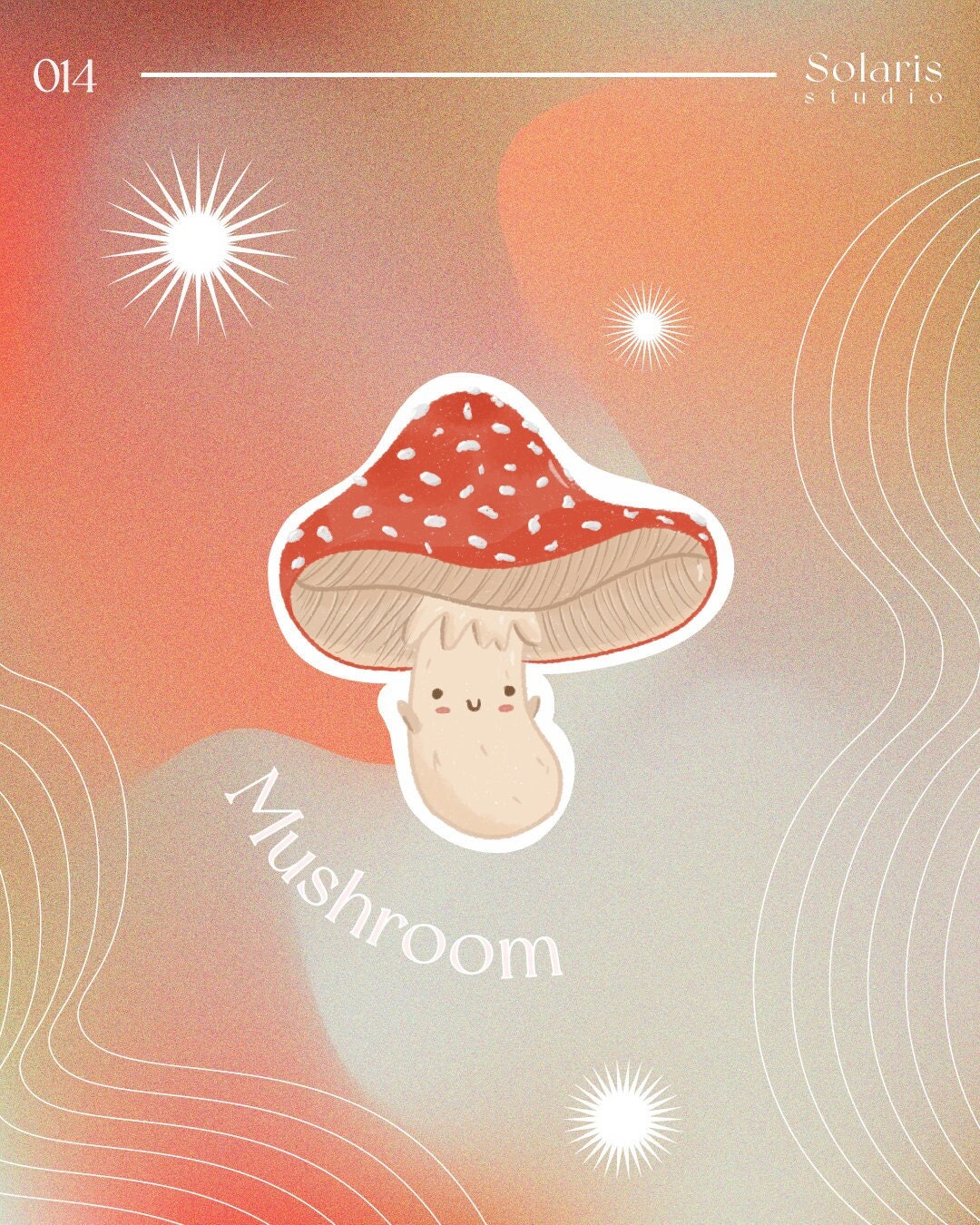 Cute Mushroom Vinyl Sticker // Car Sticker, Waterbottle Sticker ...