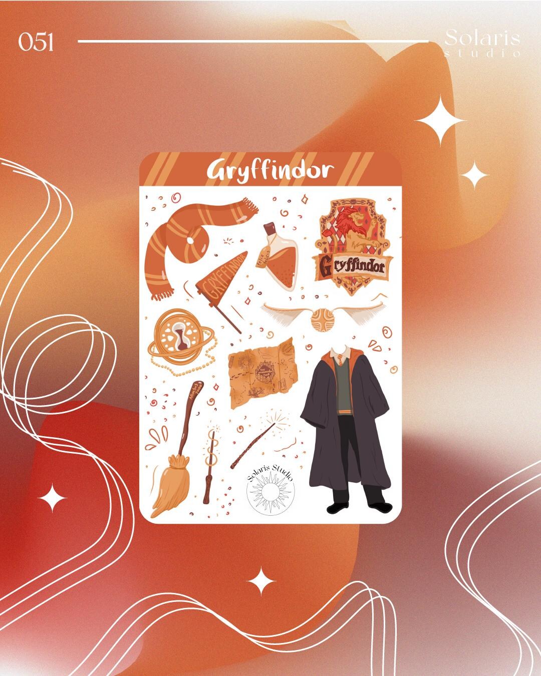 Gryffindor Sticker Sheet // Hogwarts Stickers, Harry Potter Inspired ...