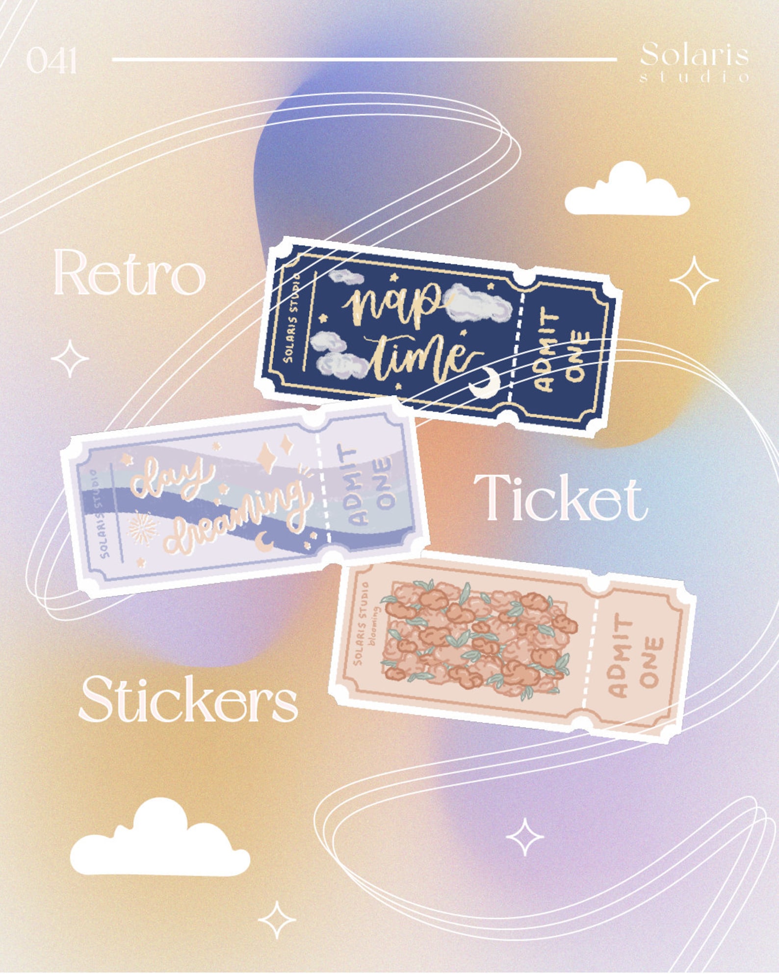 Fantasy Ticket Sticker: Retro Floral Die Cut Sticker - Etsy