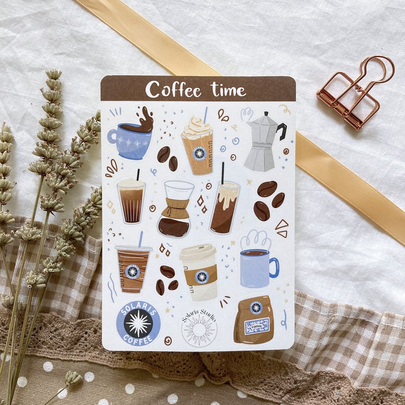 Coffee Time Sticker Sheet // Cozy Cafe Shop Stickers, Perfect for Bujo ...