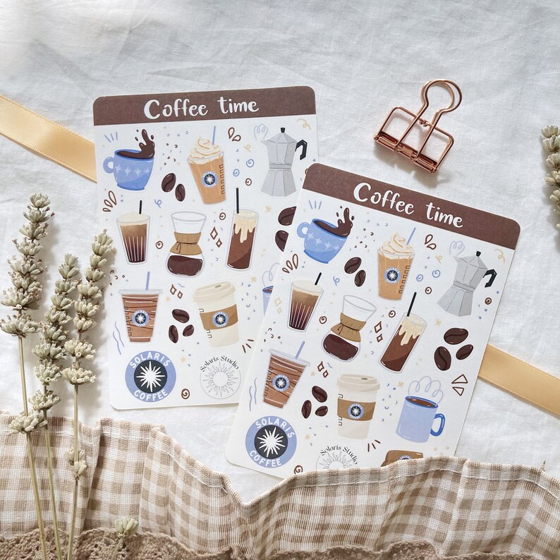 Coffee Time Sticker Sheet // Cozy Cafe Shop Stickers, Perfect for Bujo ...