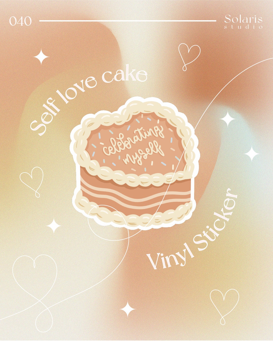 Celebrating Myself Vinyl Sticker // Birthday Cake Die Cut Sticker ...