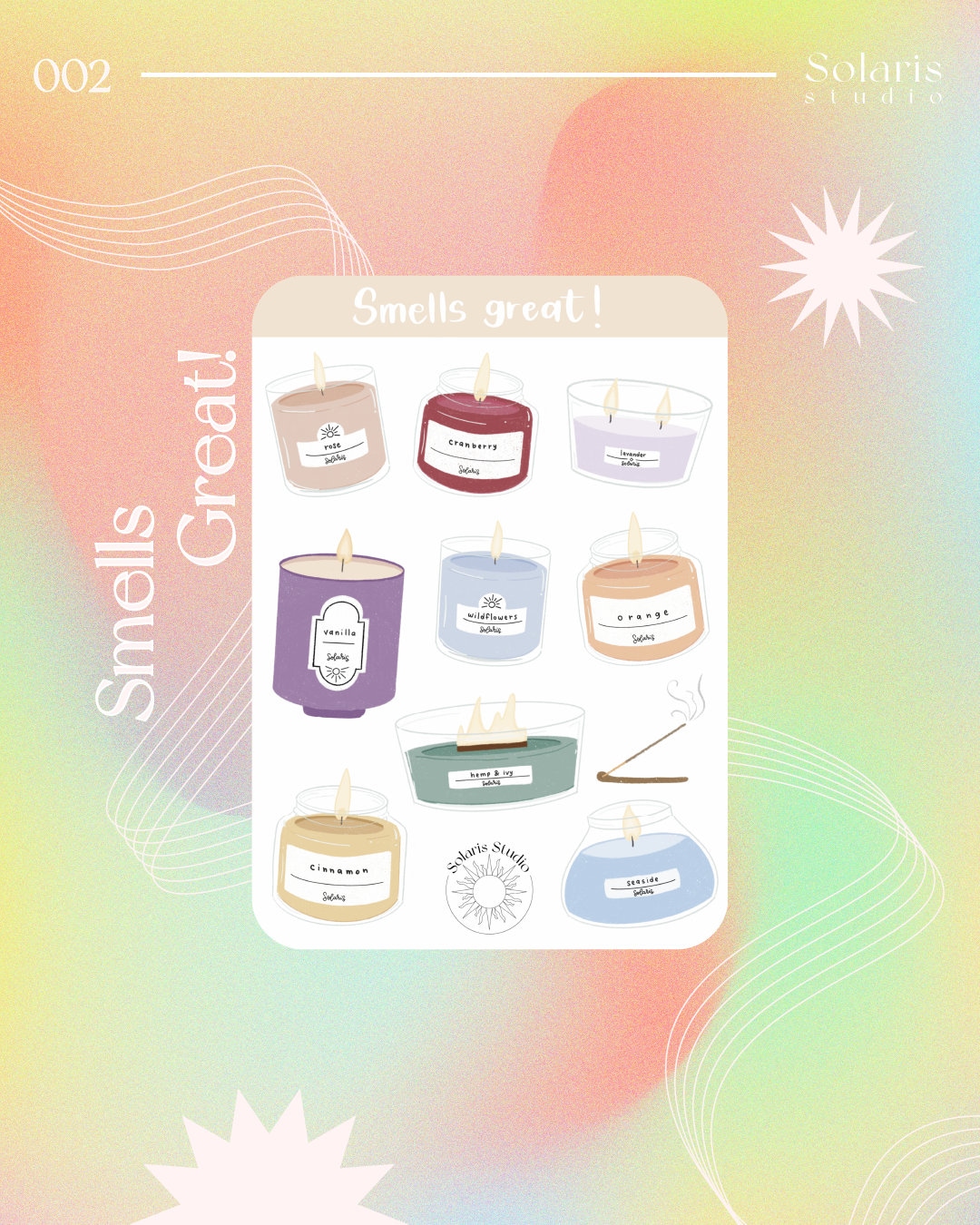 Candle Sticker Sheet // Scented Candles Stickers for Bujo and Notebooks ...