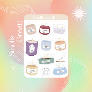 Candle Sticker Sheet // Scented Candles Stickers for Bujo and Notebooks ...