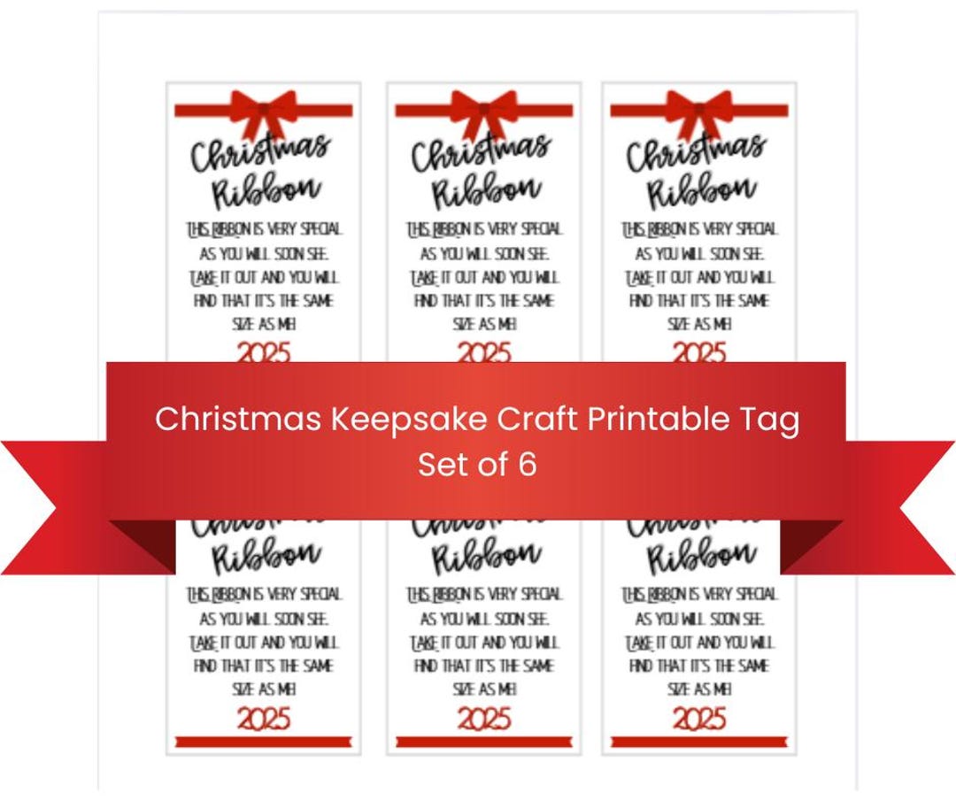 2025 Christmas Keepsake Ribbon Ornament Tags – Red Bow Set of 6 ...