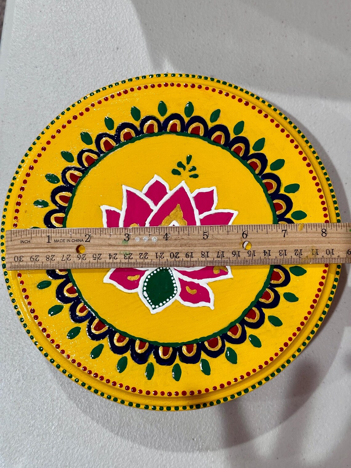 Beautiful Set of 3 : 8 Inch Round Kolam Chowki With Two 4 Inch Small ...