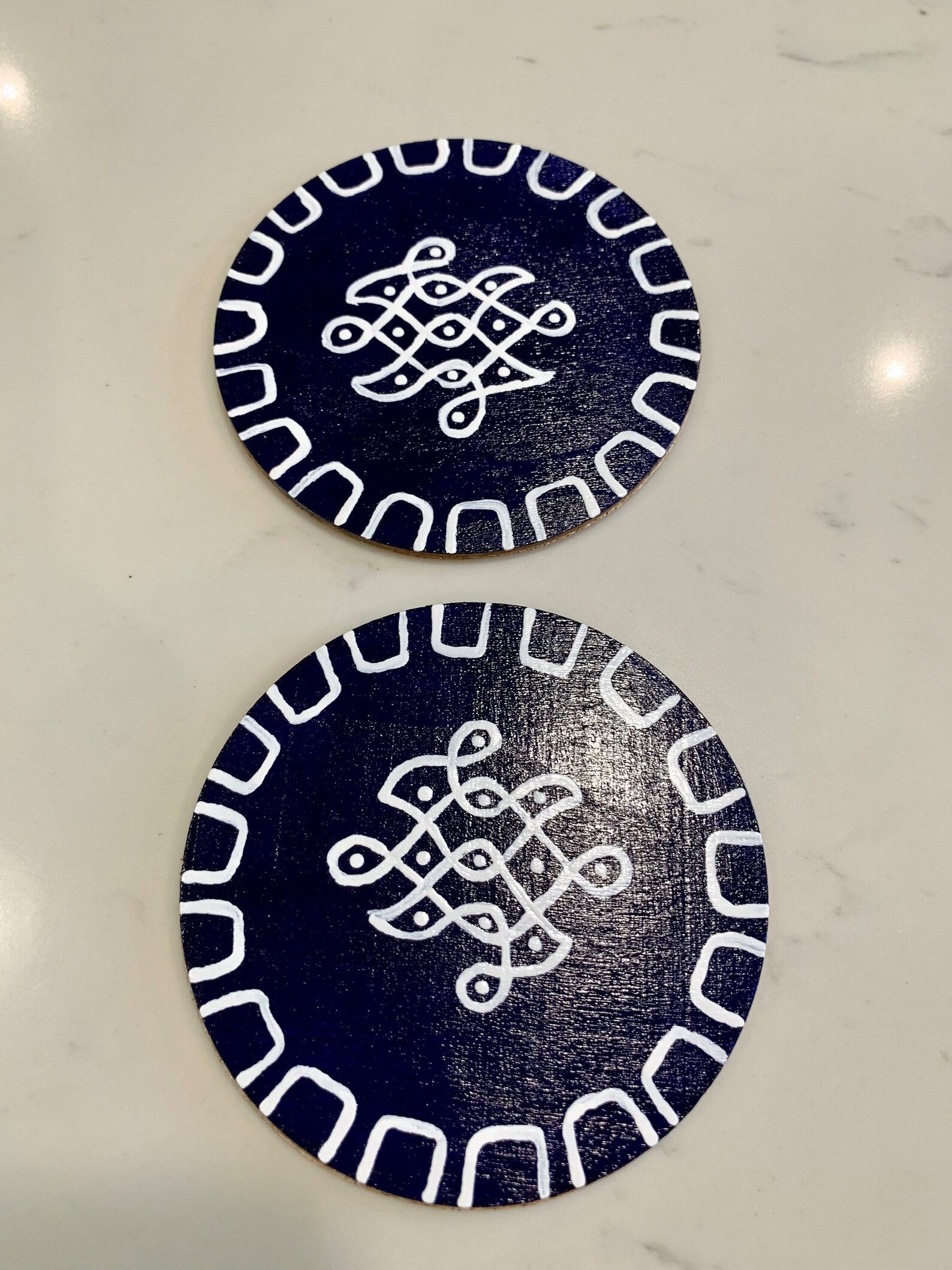 Set of 2 Kolam Coasters/ Housewarming Gifts / Indian Decor / Pooja ...