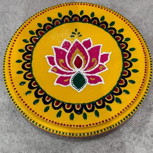 Beautiful Set of 3 : 8 Inch Round Kolam Chowki With Two 4 Inch Small ...