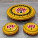 Beautiful Set of 3 : 8 Inch Round Kolam Chowki With Two 4 Inch Small ...