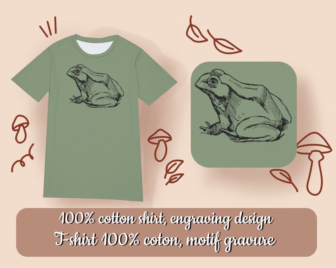 FALL 2023 Frog Etching Engraving Pattern T-shirt PLUS SIZE - Etsy