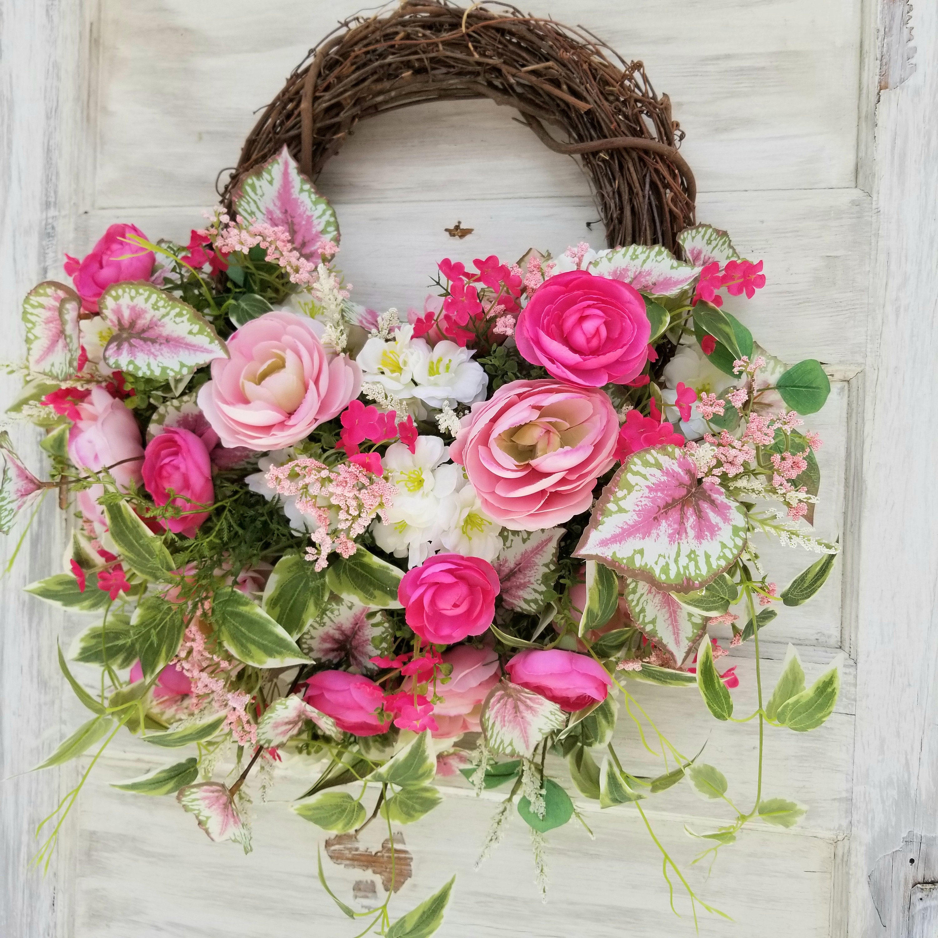 Victorian Wreath Pink Wedding Wreath Front Door Pink - Etsy