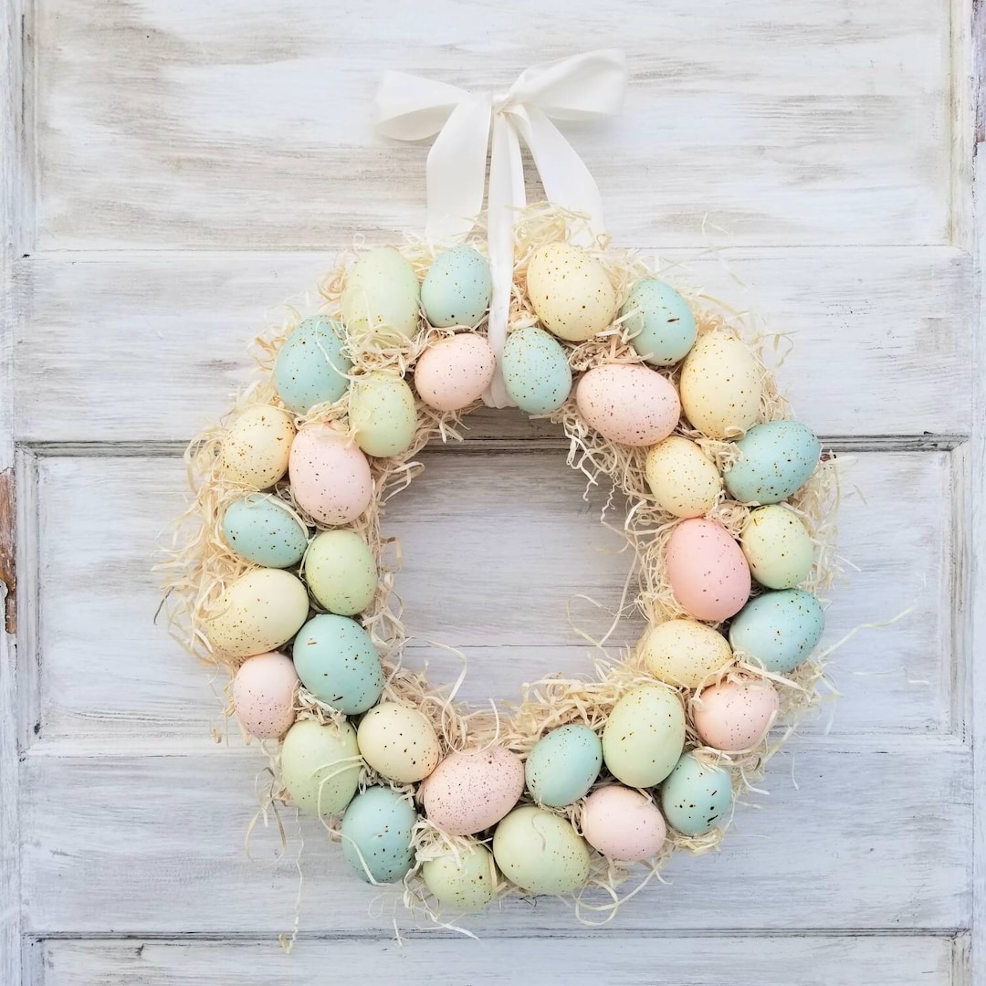 Easter Egg Wreath, Front Door Easter Wreath, Pantry Wreath, Farmhouse ...