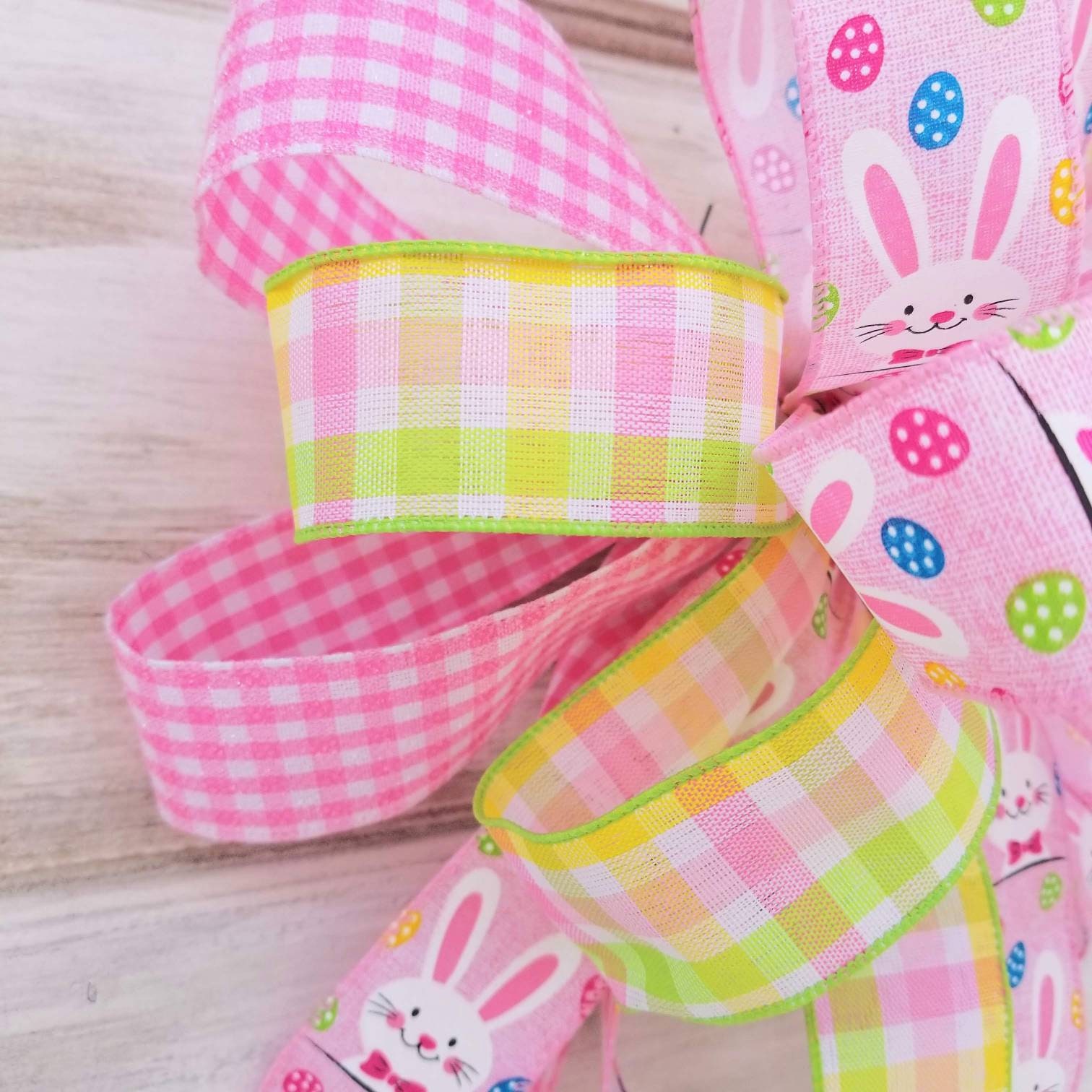 Easter Bow, Easter Wreath Bow, Easter Bunny Bow, Easter Basket Bow, Spring Easter Bow, Gingham ...