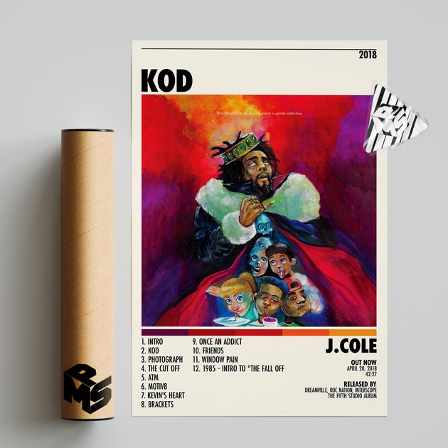 J Cole Poster | J.Cole KOD Poster | KOD Tracklist | Album Cover Poster