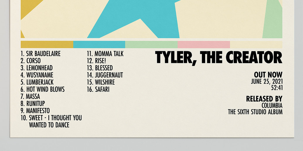 Tyler The Creator Poster | Call Me If You Get Lost Poster | Tracklist ...