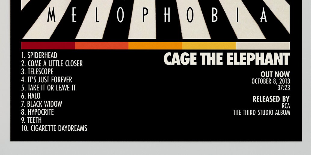 Cage The Elephant Poster | Melophobia Poster | Tracklist Poster | Album ...