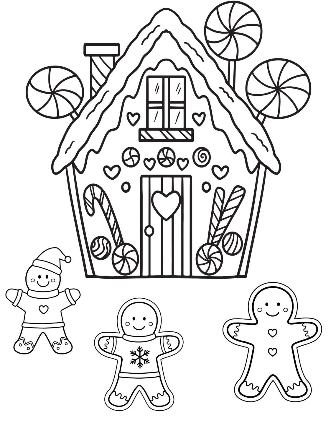 Gingerbread Christmas Coloring Pages Collection, 60 Holiday Collection ...