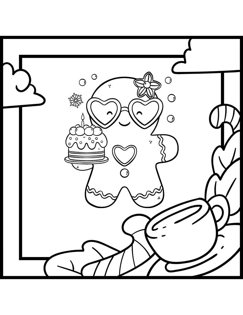 Gingerbread Christmas Coloring Pages Collection, 60 Holiday Collection ...