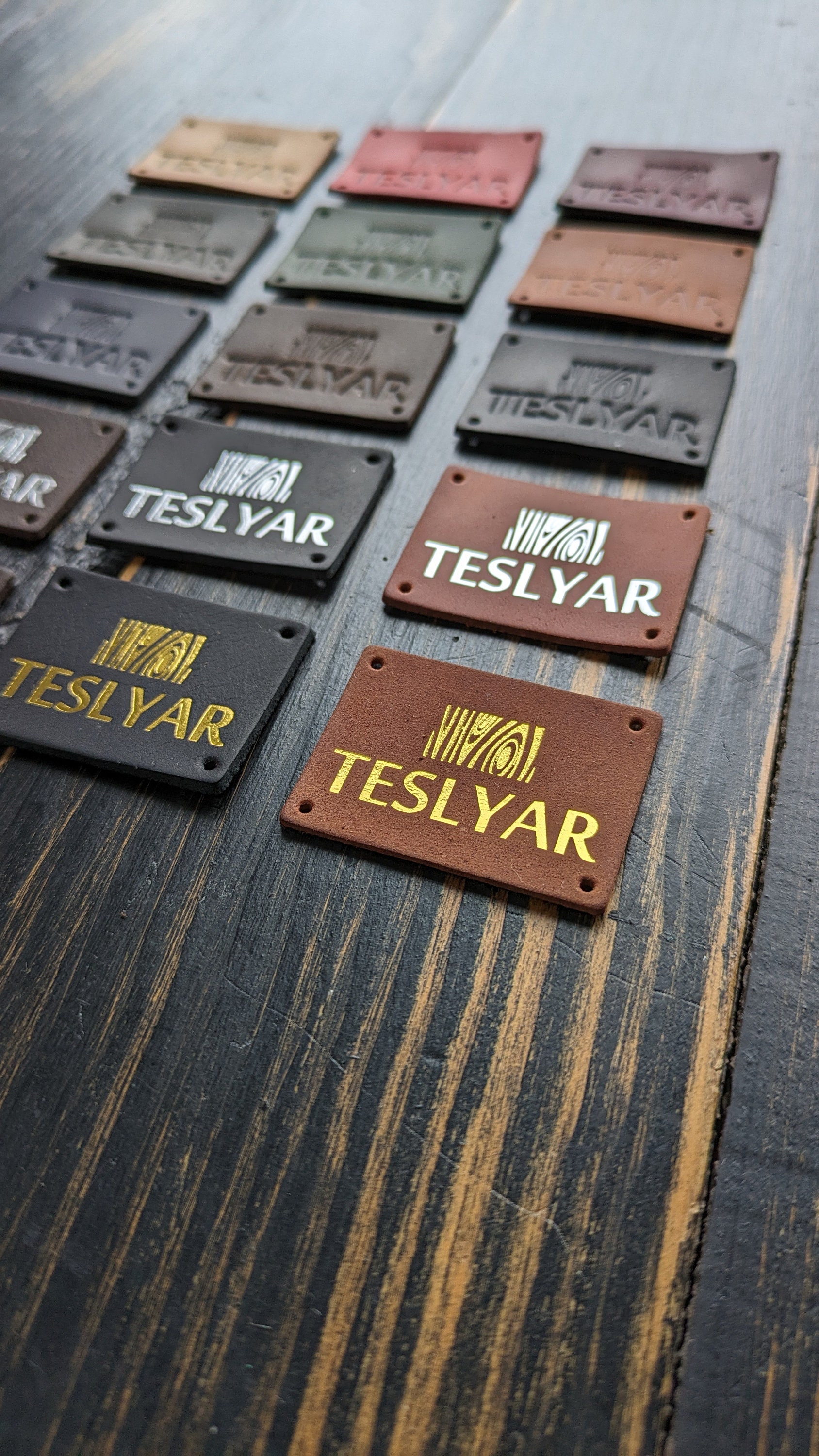 Personalized Leather Labels, Leather Tags , Custom Labels, Knitting ...