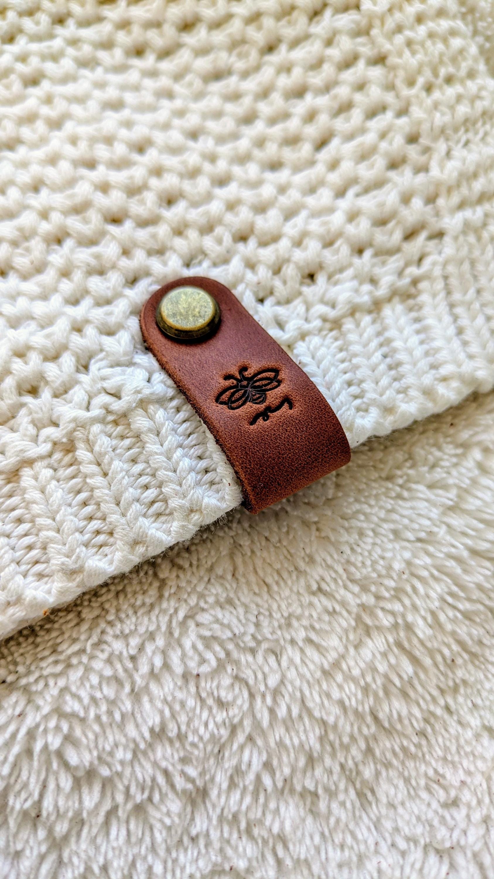 Knitted Garment Labels With Rivets. Crochet Knitting Labels. Leather ...