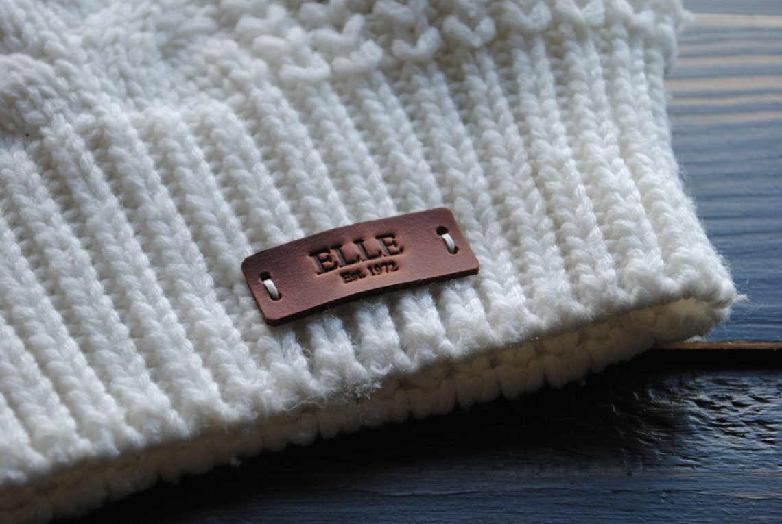 Personalized Leather Labels, Leather Tags , Custom Labels, Knitting ...