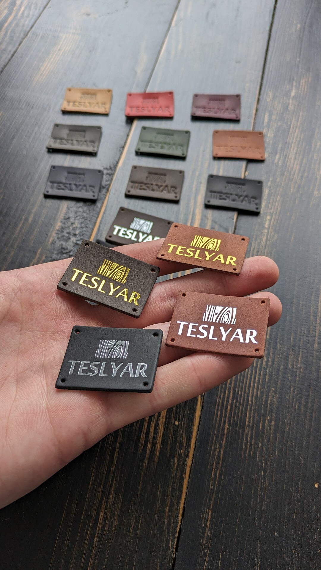 Personalized Leather Labels, Leather Tags , Custom Labels, Knitting ...