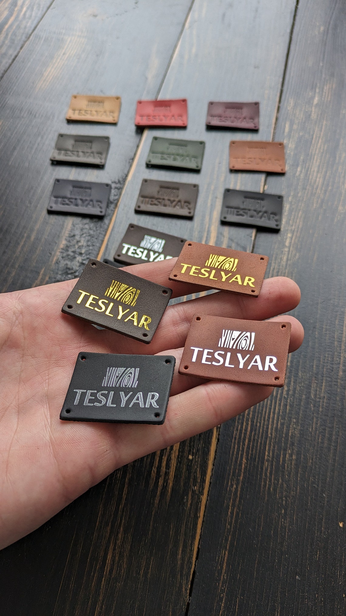 Personalized Leather Labels, Leather Tags , Custom Labels, Knitting ...