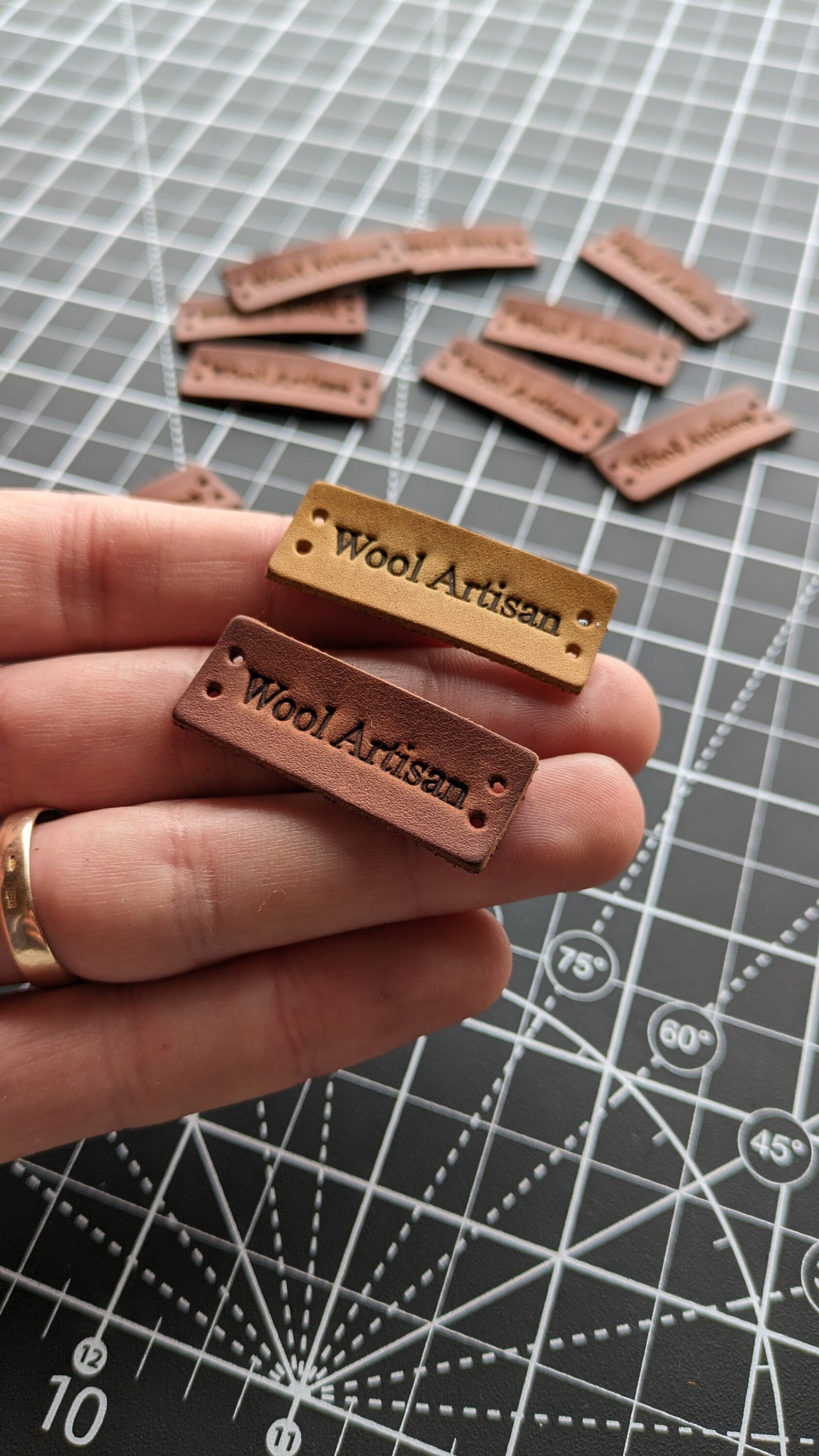 Personalized Leather Labels, Leather Tags , Custom Labels, Knitting ...