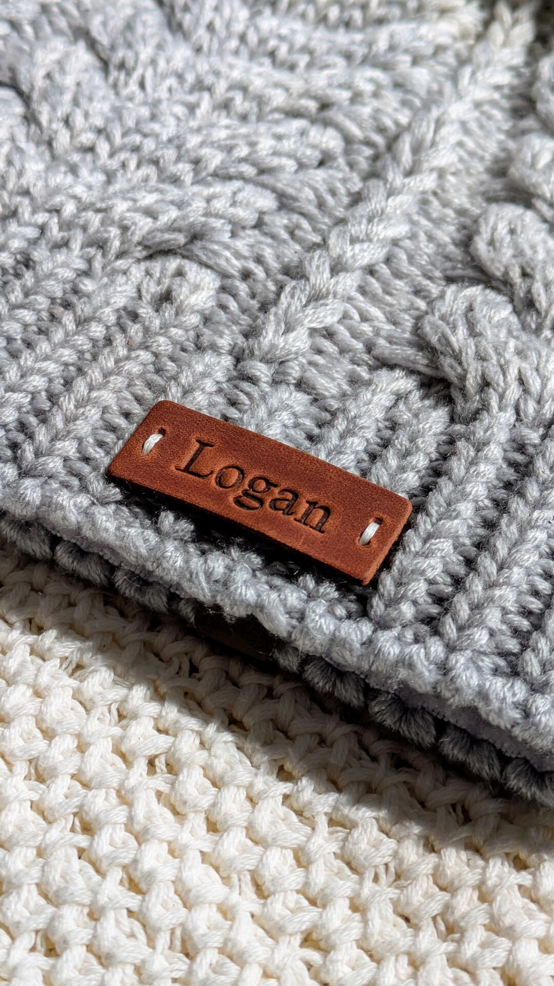 PERSONALIZED Tan Leather Tag. Leather Tags. Custom Tags. Knitting ...