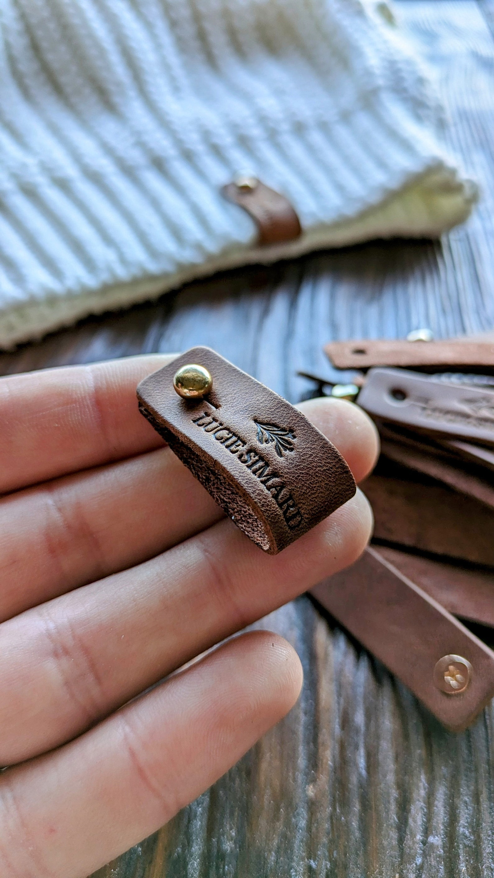 Personalized Leather Labels, Leather Tags , Custom Labels, Knitting ...