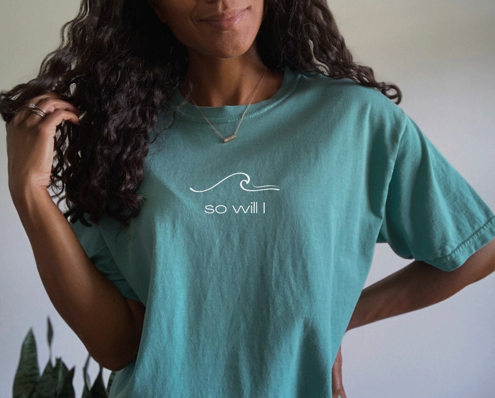 SO WILL I T-shirt | Front & Back Wave Print | 100% Cotton Garment Dyed ...