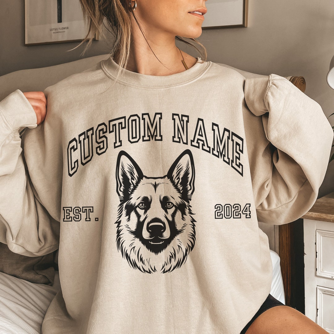 Personalized German Shepherd Name Sweatshirt Varsity Style Shirt German ...