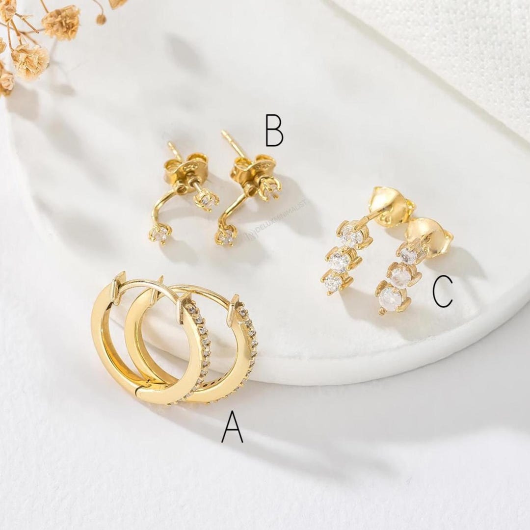 Ear Jacket, Front Back Earring Set, Dainty Ear Jacket, Gold Earrings ...