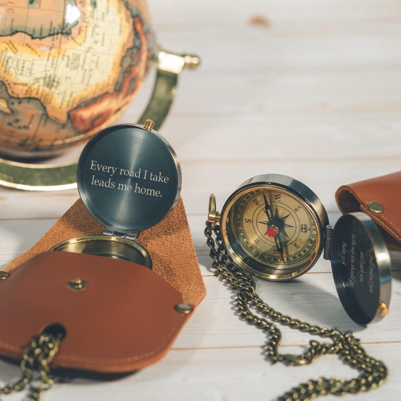 Personalized Compass Gift for Him, Engraved Brass Compass, Anniversary ...