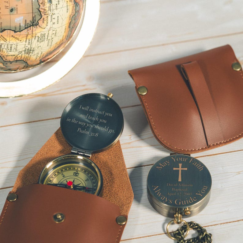 Personalized Compass Gift for Him, Engraved Brass Compass, Anniversary ...