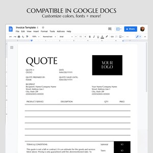 Quote Template for Word | Google Docs | Acrobat Reader - Etsy