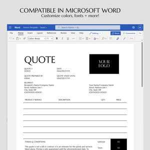 Quote Template for Word | Google Docs | Acrobat Reader - Etsy