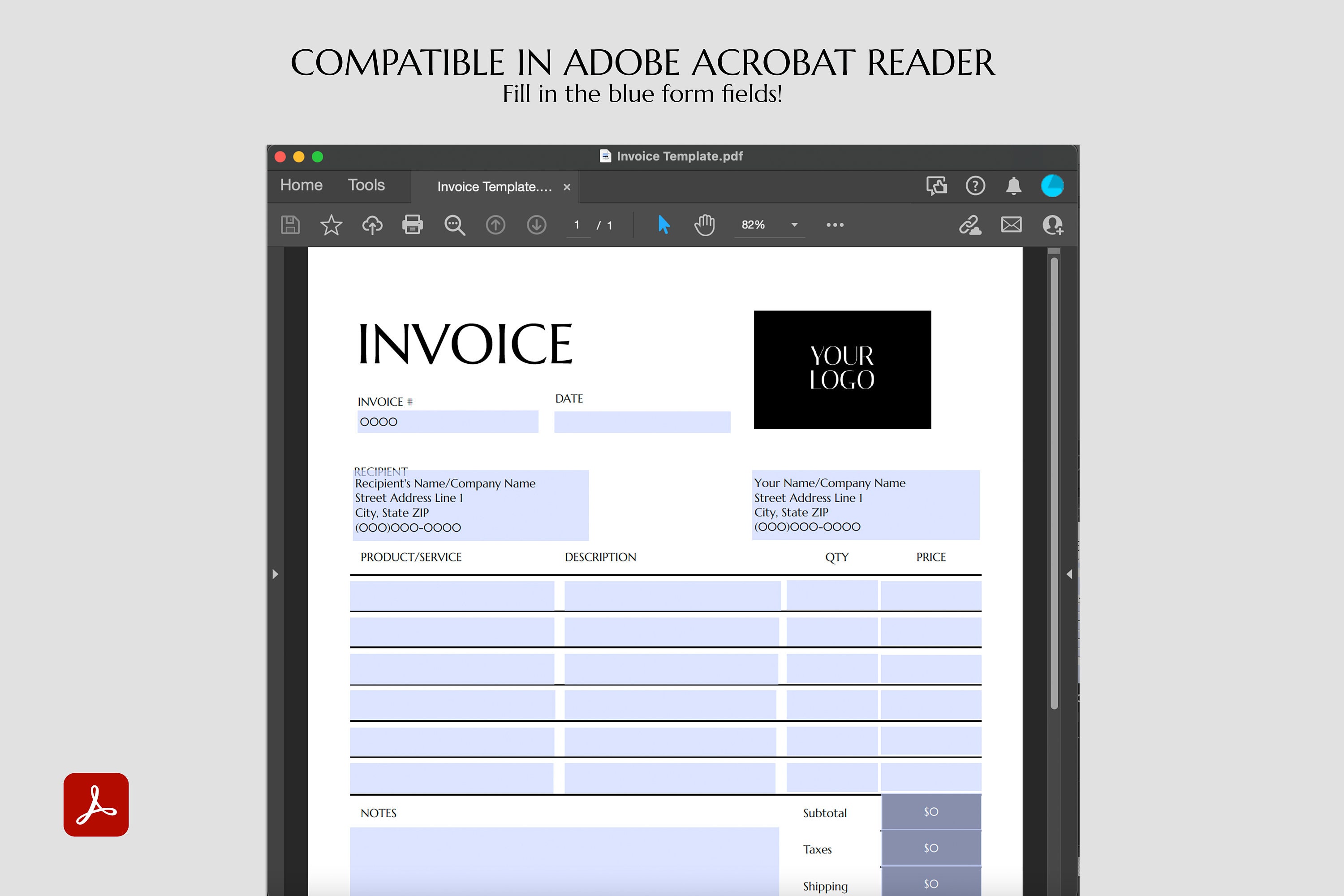 Invoice Template for Word | Google Docs | Acrobat Reader. Invoice ...